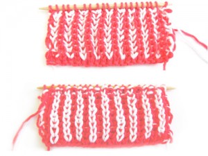 tutorial: shaker stitch in 2 colors, knit flat